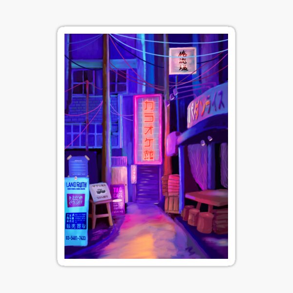 "Japan Night City Neo Tokyo" Sticker by Ridwansoleh | Redbubble