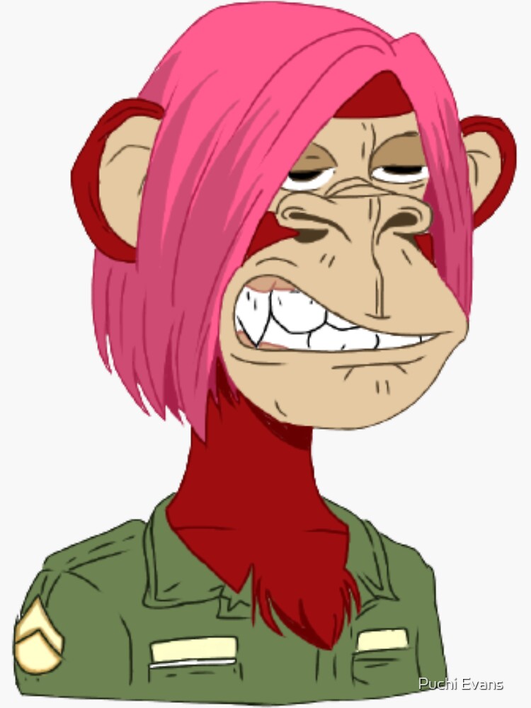 "BAYC pink haired police monkey." Sticker for Sale by Fioriena | Redbubble