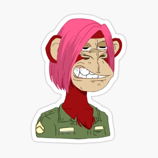 "BAYC pink haired police monkey." Sticker for Sale by Fioriena | Redbubble