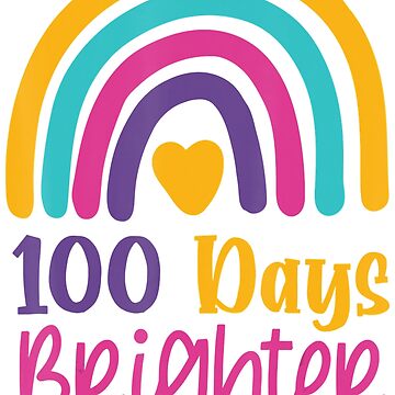 "100 Days Brighter Teacher Girls 100 Days Of School Rainbow" Sticker ...