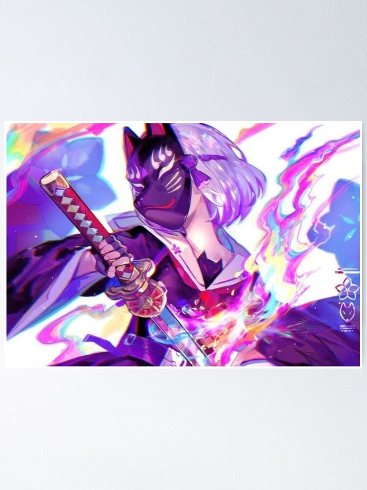 Kitsune Mask Anime Girl Poster For Sale By Aszaari Redbubble
