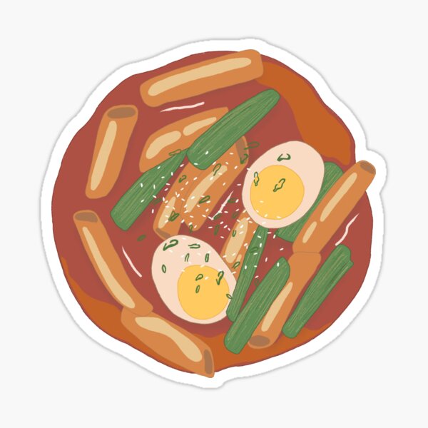 "Tteokbokki Korean Spicy Rice Cake" Sticker for Sale by KleikotoStudio ...