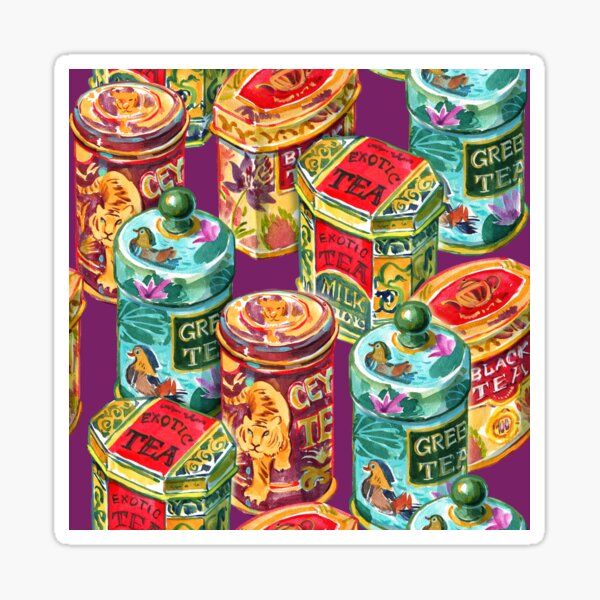 "Tea tins collection (2)" Sticker for Sale by Irina Ivanova | Redbubble