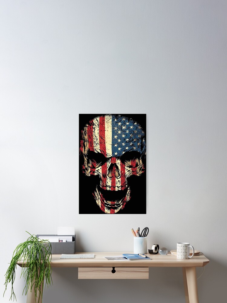 "Angry American Flag Skull" Poster for Sale by Graphic Master | Redbubble