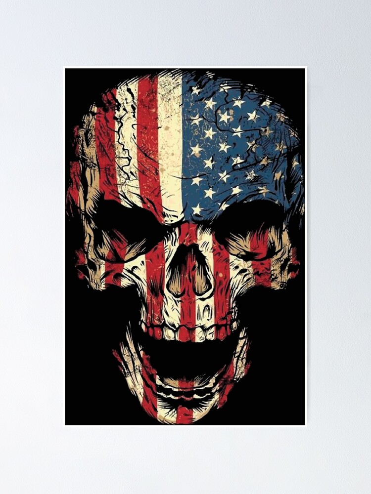 "Angry American Flag Skull" Poster for Sale by Graphic Master | Redbubble
