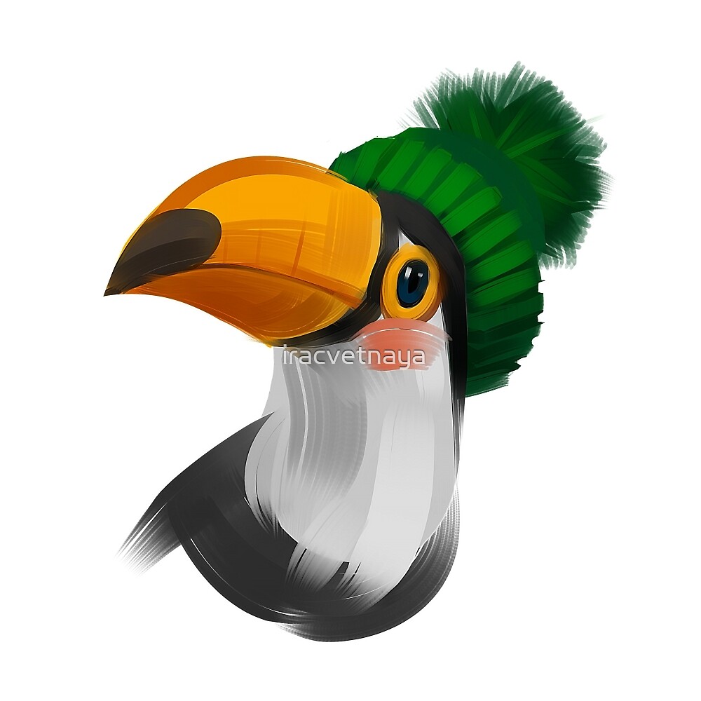 "Cute toucan bird in a winter knitted hat" by iracvetnaya | Redbubble