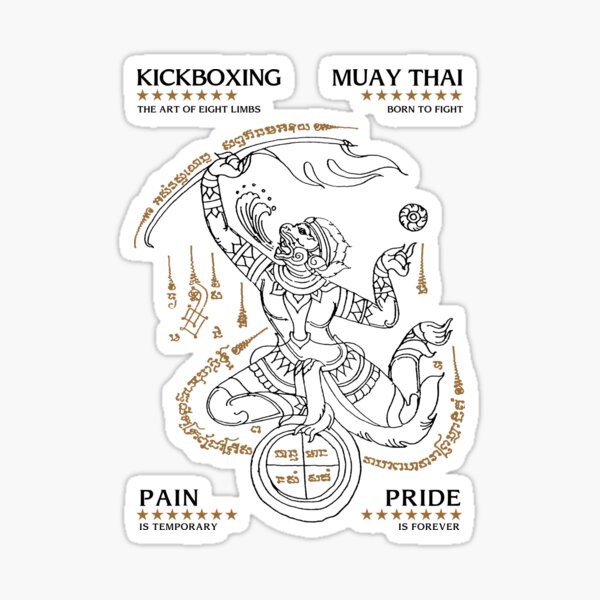 "Sak Yant Hanuman Muay Thai Kickboxing Tattoo" Sticker for Sale by ...