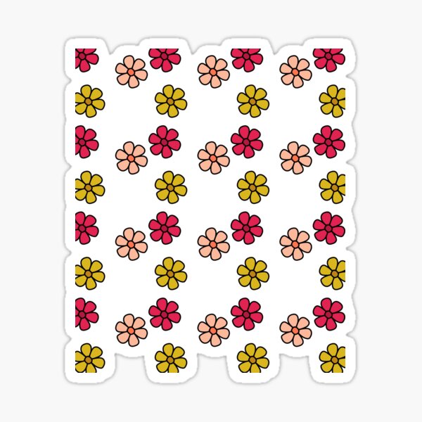 "Flower Pattern - Red & Yellow" Sticker for Sale by BullishGraphics ...