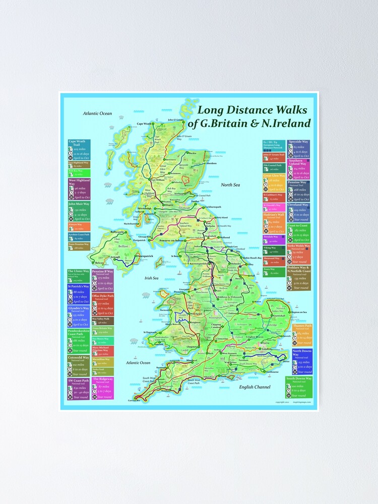"100 Long Distance Walks of Great Britain and N.Ireland" Poster for ...