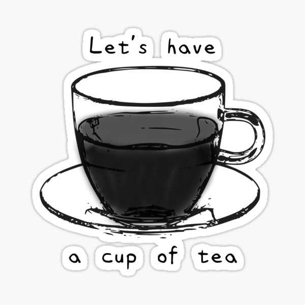 Black and White】Tea Time" Sticker for Sale by wSmileFlowerw | Redbubble