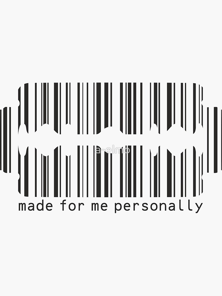 "Barcode shaped like a razor blade with text made for me personally ...