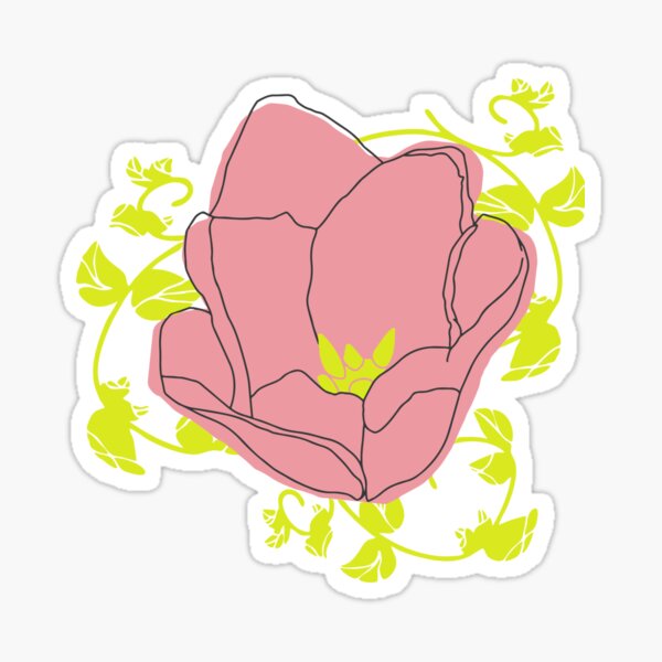 "Pink Flowers with Vines" Sticker for Sale by kara-mac | Redbubble