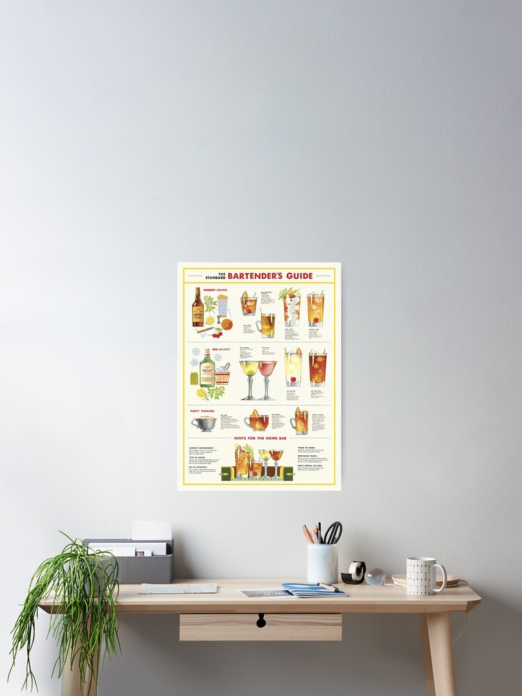"Bartender's Guide" Poster for Sale by Gin Neko | Redbubble