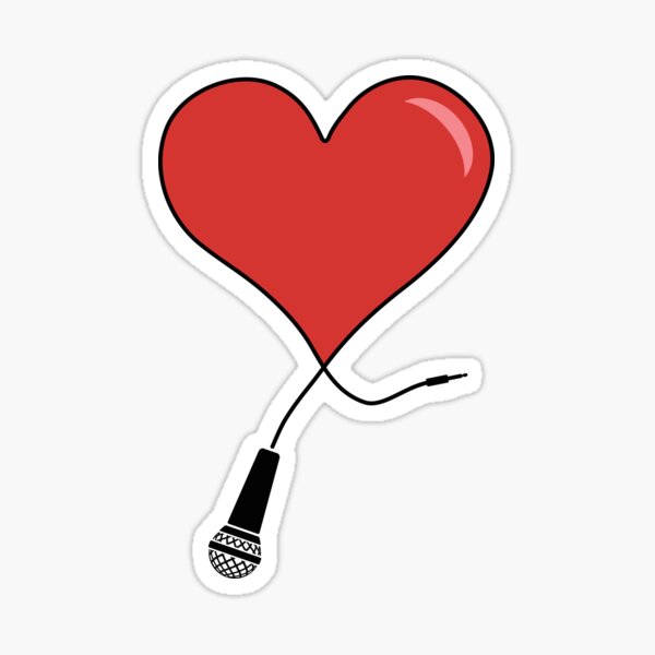"Microphone Single Cable Red Heart. Love Mic Drop." Sticker for Sale by ...