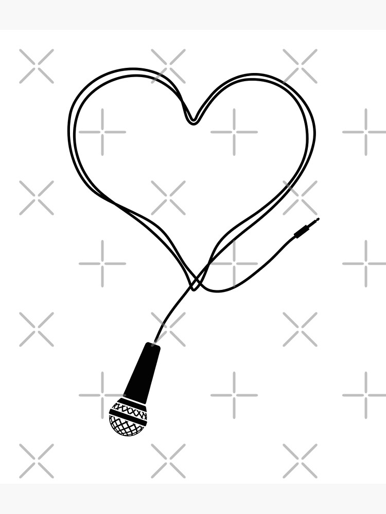 Póster «Cable Micrófono Corazón negro doble. Me encanta la caída del ...