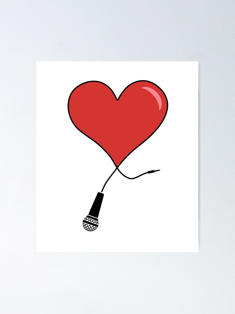 Póster «Cable Micrófono Corazón negro rojo sencillo. Me encanta la ...