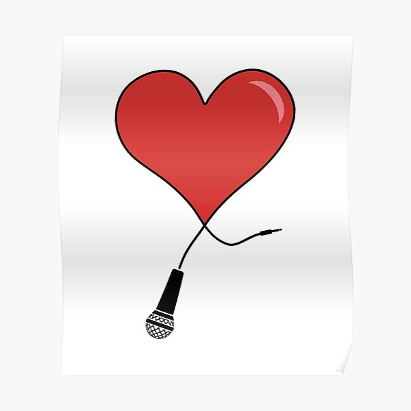 Póster «Cable Micrófono Corazón negro rojo sencillo. Me encanta la ...