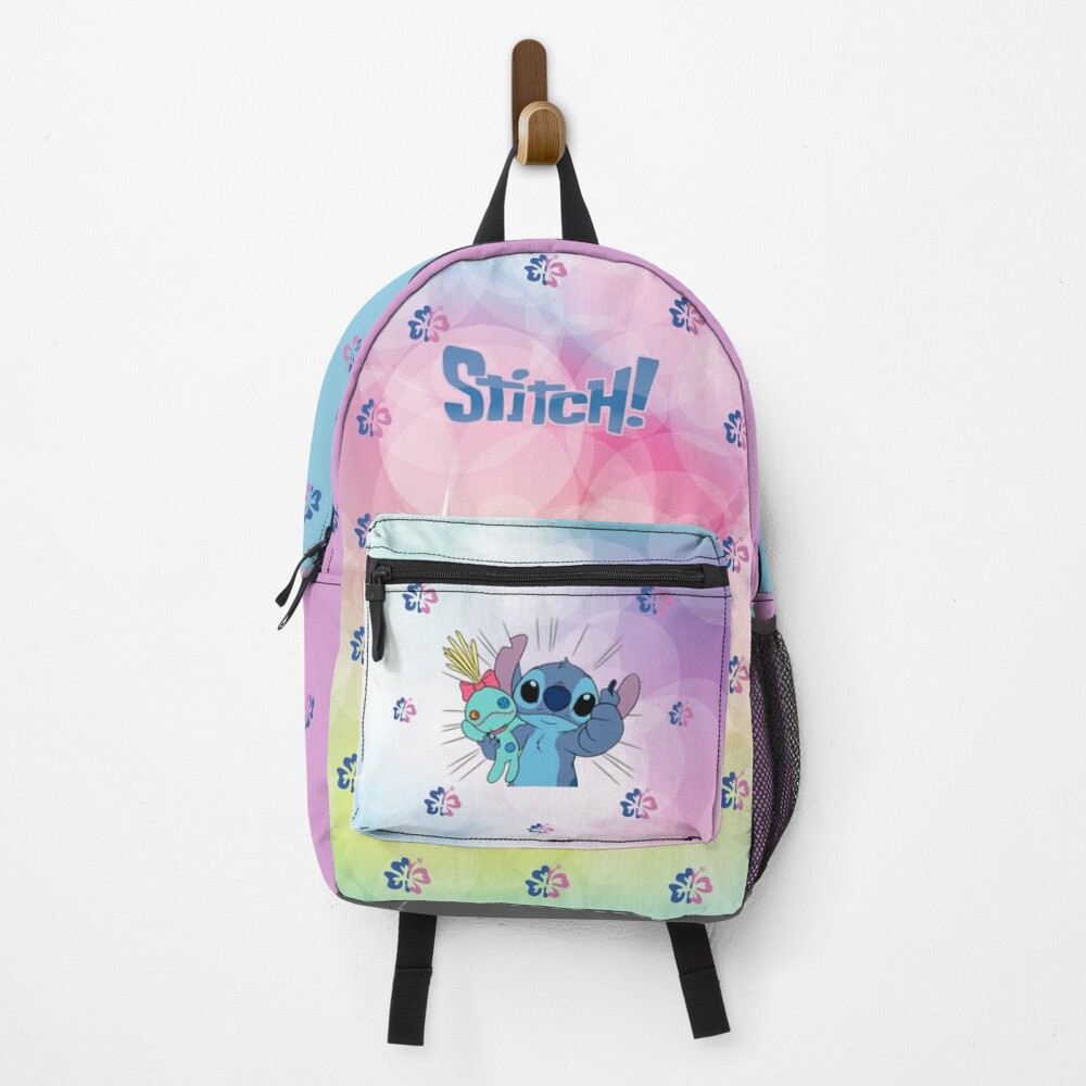 "Cute Stitch around Hawaiian flowers, lilo and stitch backpack ...