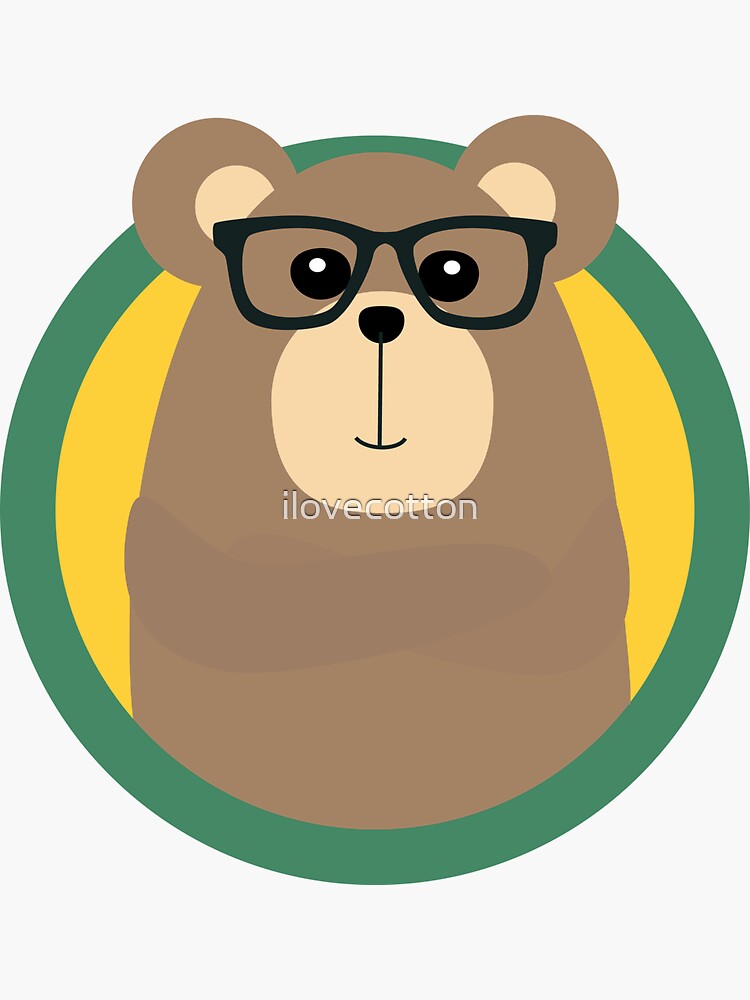 "Nerd Brown Bear with cirlce" Sticker for Sale by ilovecotton | Redbubble