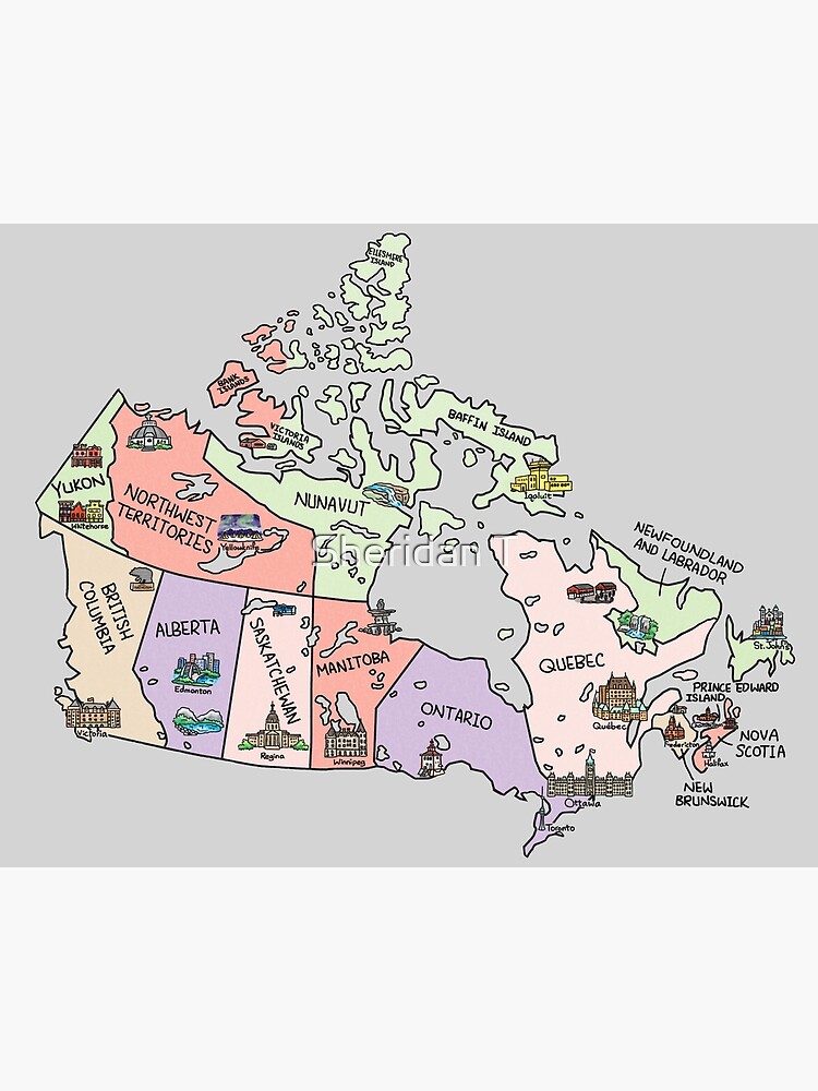 Colorful Map Of Canada Premium Matte Vertical Poster