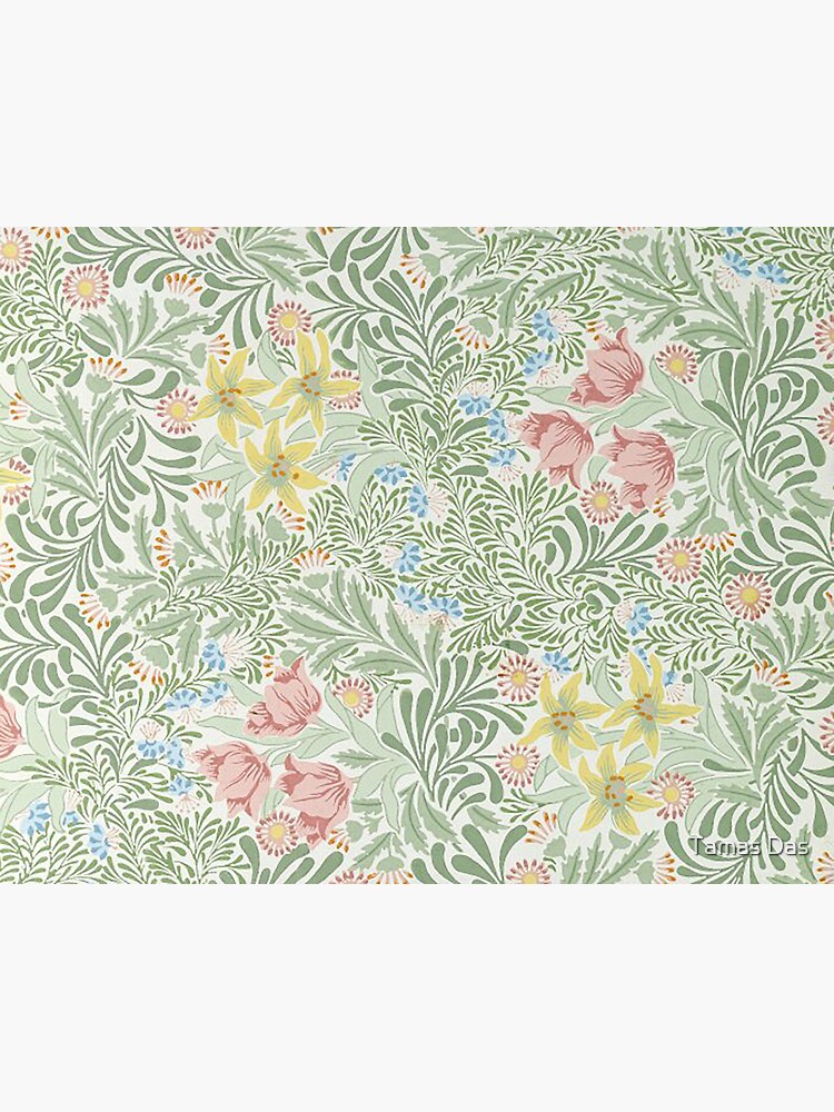 " William Morris Green Yellow & Pink floral Leaves Vintage Pattern ...
