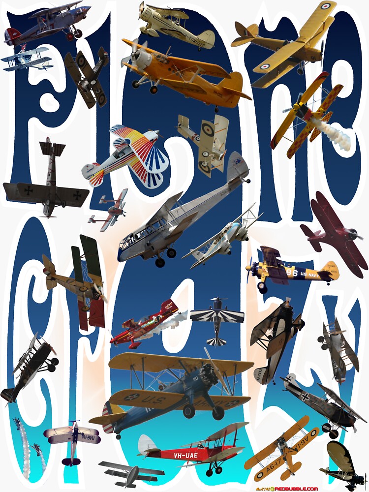 "Plane Crazy Designs - Biplanes (IMPROVED)" Sticker by muz2142 | Redbubble