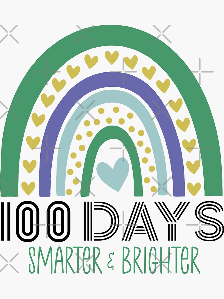 "100 Days Smarter and Brighter Rainbow Happy 100th Day of School ...