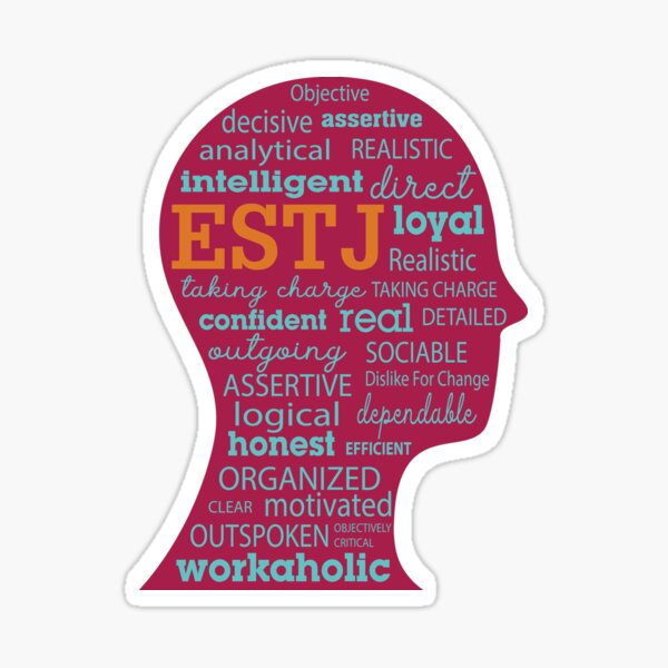 "ESTJ The Executive Personality Head Logo Traits" Sticker by ...