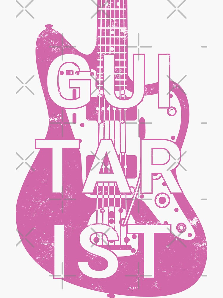 "Guitarist Electric Guitar Body Pink Color" Sticker by nightsworthy ...