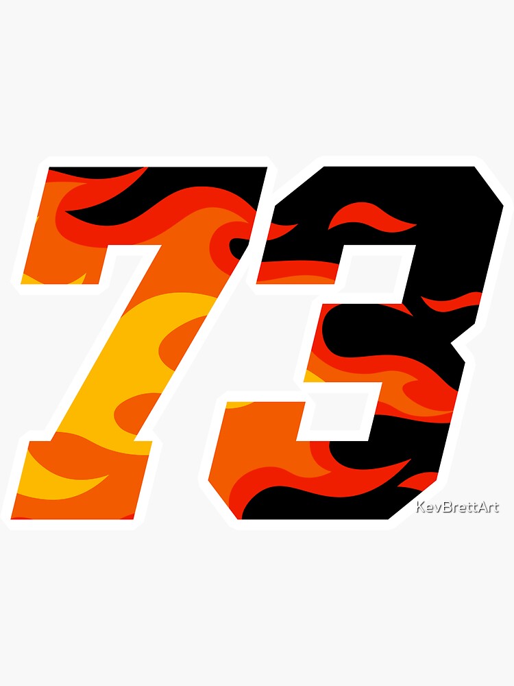 Pegatina «On Fire Racing Número 73» de KevBrettArt | Redbubble