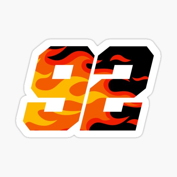 "On Fire Racing Number 92" Sticker by KevBrettArt | Redbubble