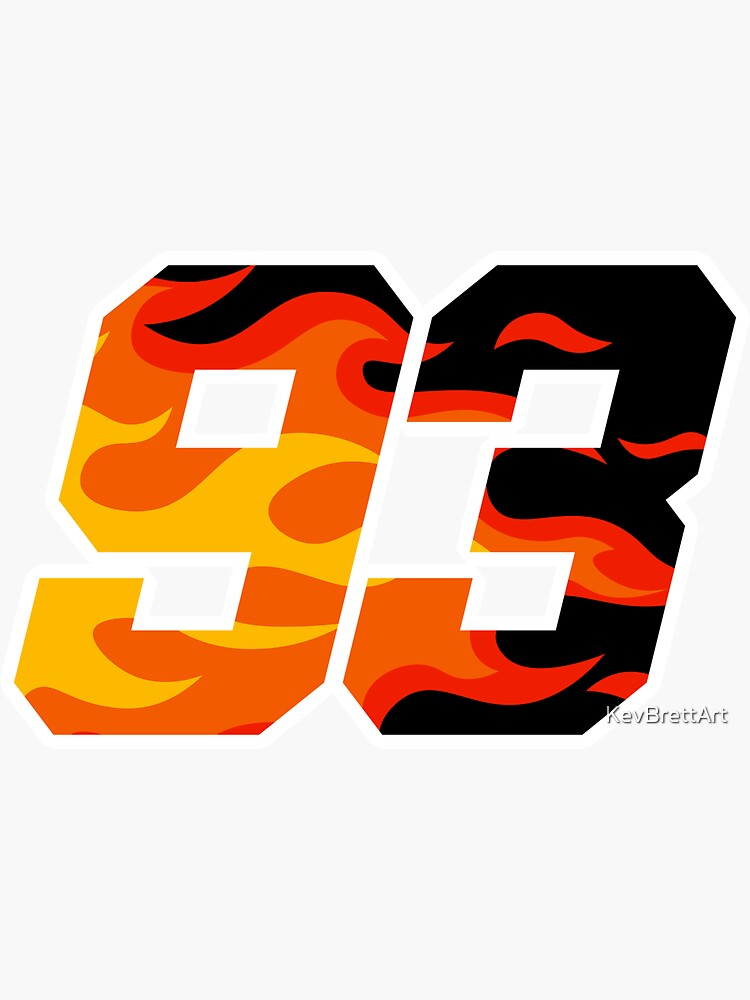 Pegatina «On Fire Racing Número 93» de KevBrettArt | Redbubble