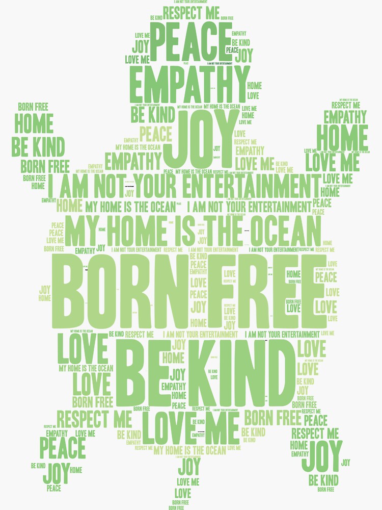 "Animal Awareness - Save The Turtles Word Cloud" Sticker for Sale by ...