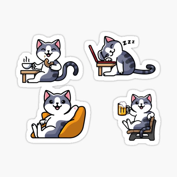 " Funny Cool Cat Relaxed" Sticker for Sale by AnimalLoverShop | Redbubble