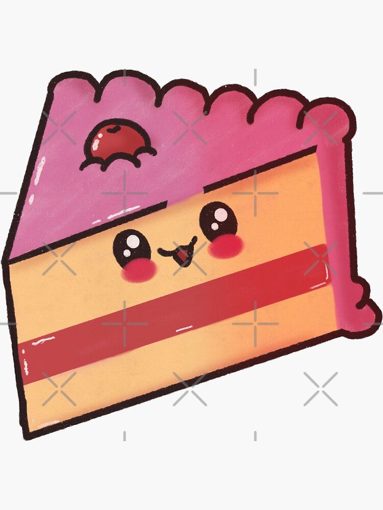 "Kawaii cute cake slice cherry pie japanese chibi food design" Sticker ...