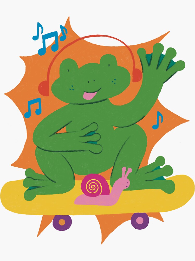 "Skater Frog" Sticker for Sale by snailclub | Redbubble