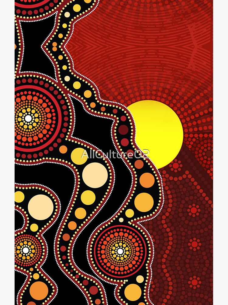 "Aboriginal Sun Pattern Indigenous" Sticker by AllCulture02 | Redbubble
