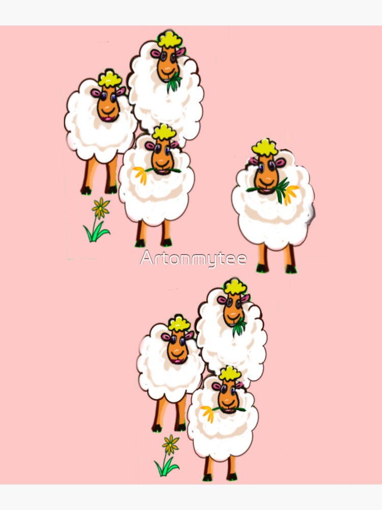 "Farm animals on pink background - Sheep farm" Sticker for Sale by ...