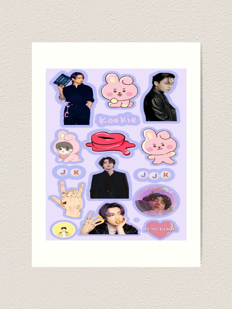 "Cute jk stickers - cute jungkook - jk meme " Art Print for Sale by ...