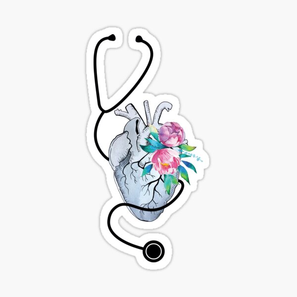 "Heart Stethoscope Illustration " Sticker by BombDecal | Redbubble