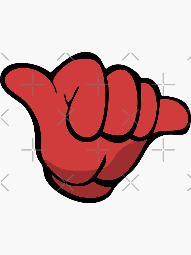 "Red Glove JDM SHAKA HAND" Sticker for Sale by Spoof-Tastic | Redbubble