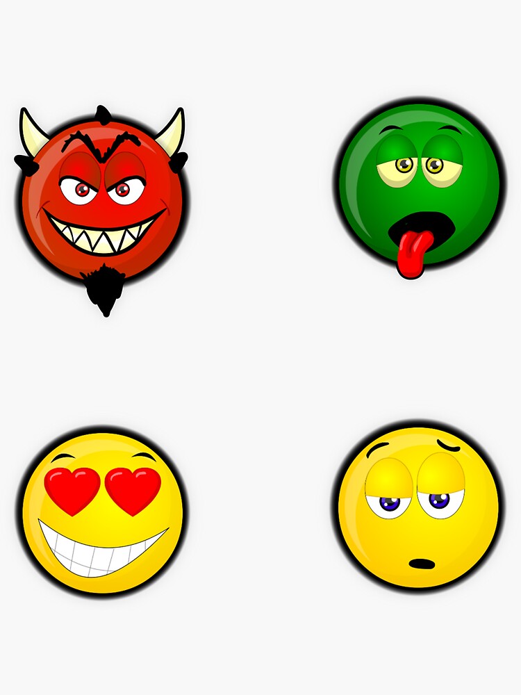 "Smiley Face - Happy Face - 4 Silly Funny Sticker Pack" Sticker for ...