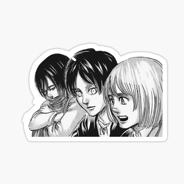 "Eren, Mikasa and Armin" Sticker for Sale by skyleftgif | Redbubble