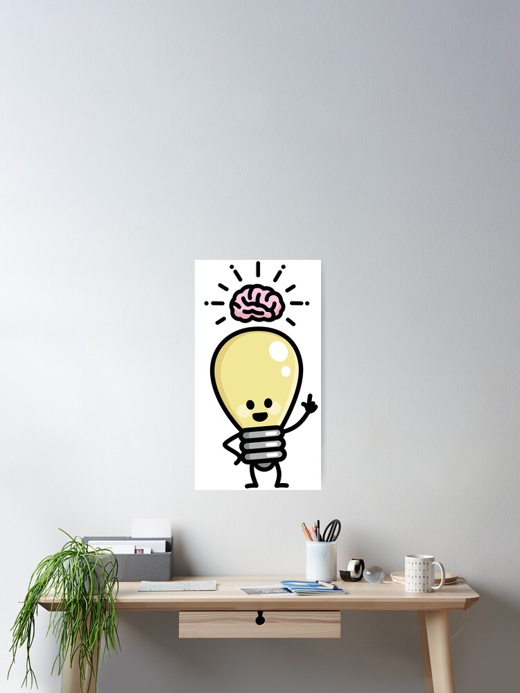 "Idea creative genius light bulb brains creativity cartoon " Poster for ...