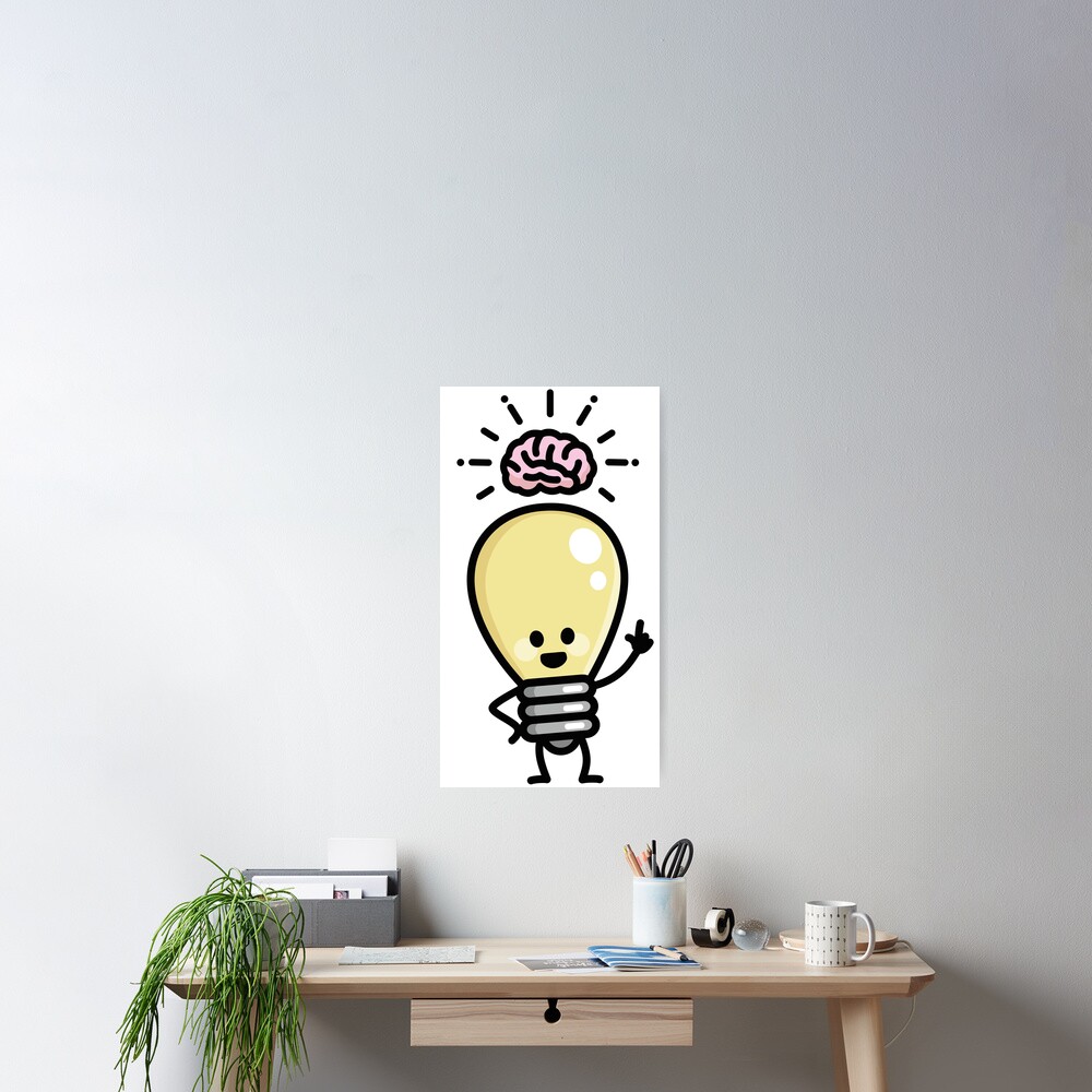 "Idea creative genius light bulb brains creativity cartoon " Poster for ...
