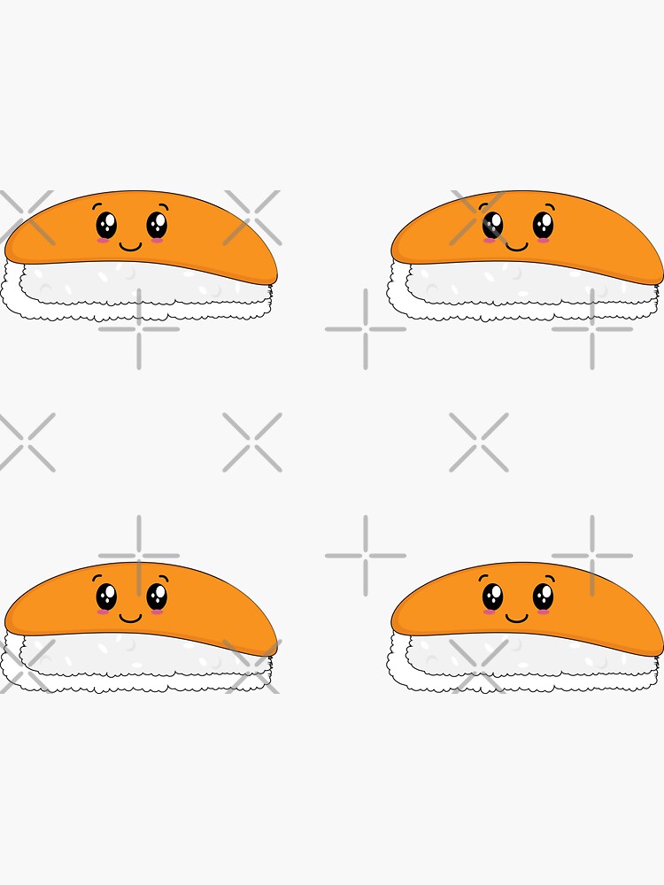 Cute Salmon Sushi Kawaii Sticker For Sale By Istoriadesign Redbubble