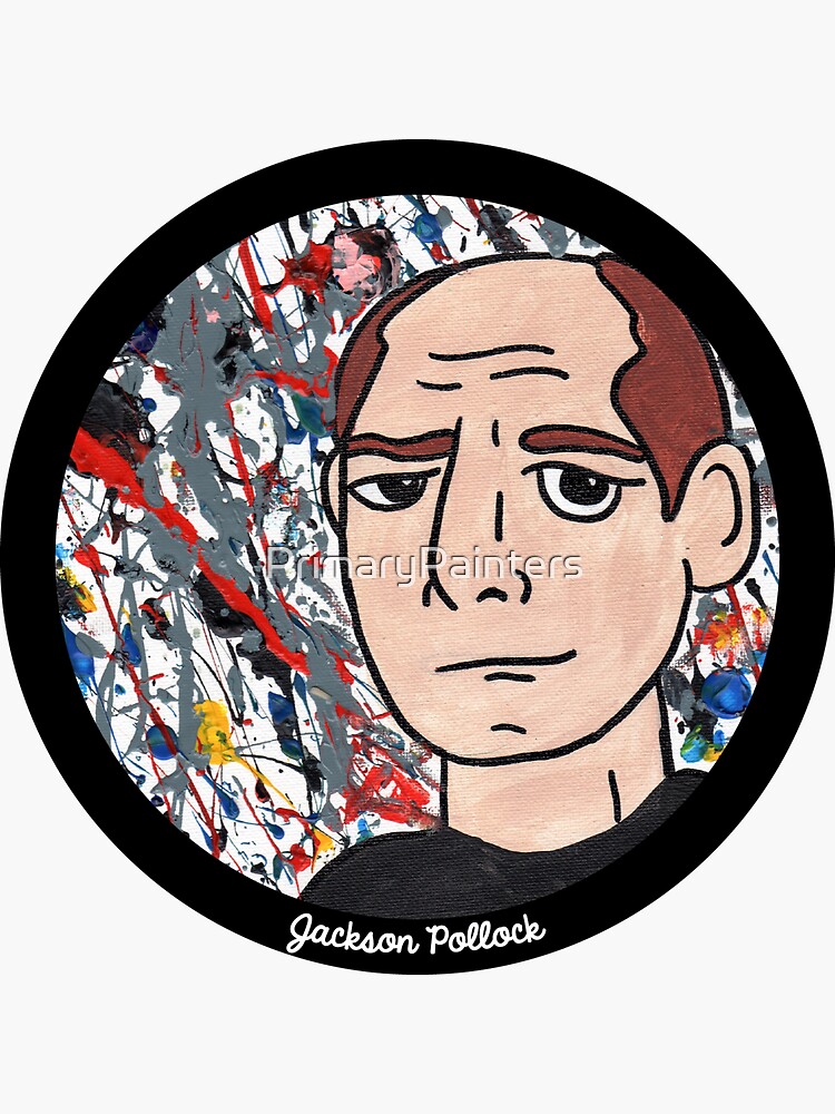 "Jackson Pollock Artist Portrait" Sticker by PrimaryPainters | Redbubble