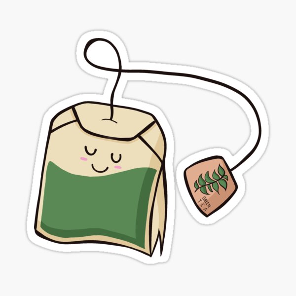 "green tea bag" Sticker by melonadraws | Redbubble