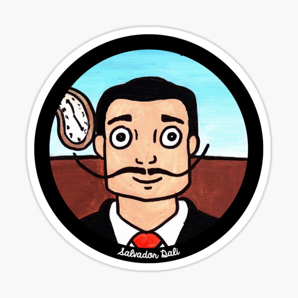 "Salvador Dali Artist Portrait" Sticker by PrimaryPainters | Redbubble