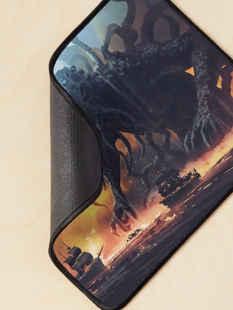 "Cthulhu The Giant Sea Monster Destroying Ships" Mouse Pad for Sale by ...
